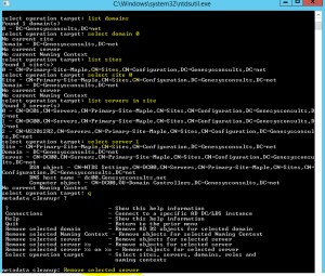 Using NTDSUTIL Metada Cleanup to Remove a Failed/Offline Domain Controller Object. – Chinny ...